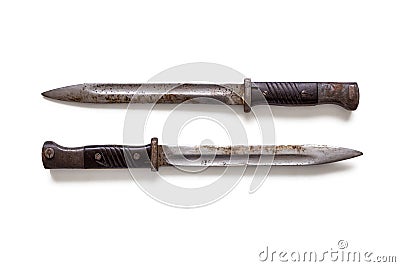 Two Old, Rusty, Trophy Bayonets From A German Carbine Stock Photography ...