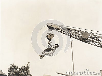 Two People Dangling From Crane Royalty-Free Stock Photography ...
