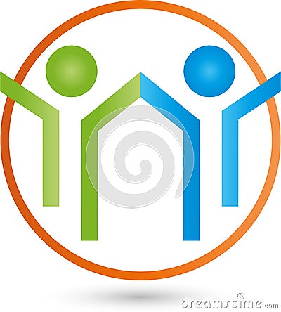 Vector Graphic Group Connection Logo.Eight People in the Circle Stock ...