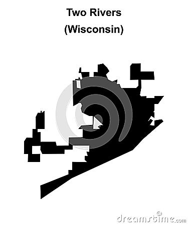 Two Rivers Outline Map Cartoon Vector | CartoonDealer.com #357625629