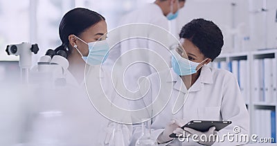 Scientists with Tablet Pc and Microscope in Lab Stock Video - Video of ...