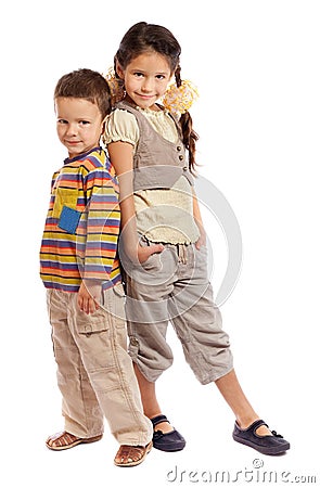 Two Smiling Little Children Standing Together Stock Photos - Image ...