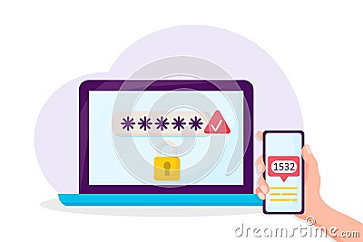 Two Step Authentication Vector Illustration, Flat Cartoon Smartphone ...