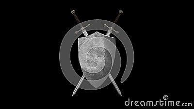 Two Swords and a Shield Forming a Symbol in Alpha Channel Stock Video ...