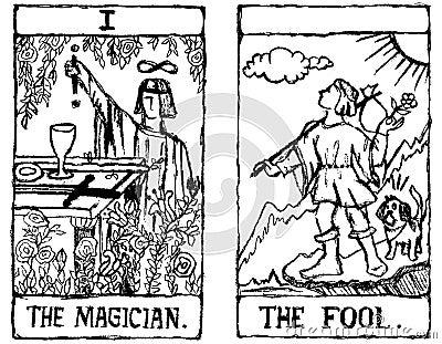 Two Tarot Cards Outline Stock Photo - Image: 10171770