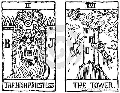 Two Tarot Cards Outline V.2 Stock Images - Image: 10171804