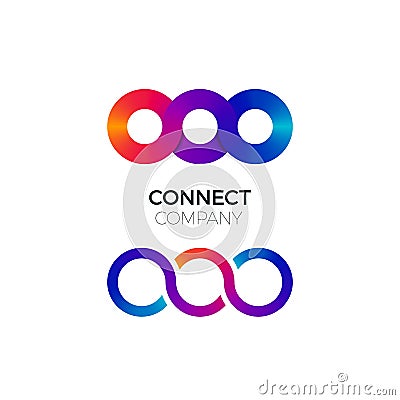 Two Vector Connect Symbols. Colorful Chain Business Creative Logo ...