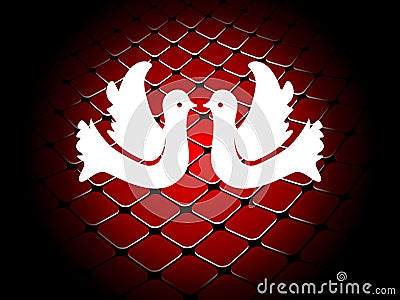 Two White Doves Kissing Cartoon Vector | CartoonDealer.com #7202047