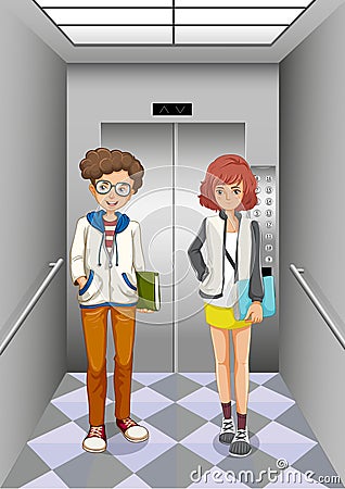 Two Women Inside The Elevator Royalty Free Stock Image - Image: 33203156