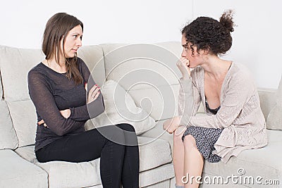 Two Women Talking On A Sofa Royalty-Free Stock Photography ...