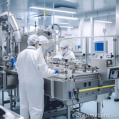 Two Workers In White Uniforms Inside A Factory Royalty-Free Stock Image ...