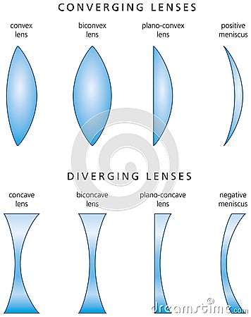 Types And Classification Of Simple Lenses Vector Illustration ...