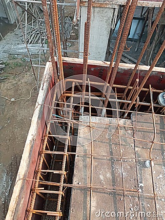 Typical Column Beam Junction At Corner Of A Building Slab Work Stock ...