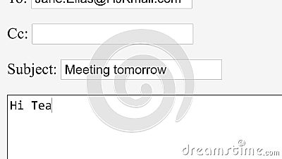 Typing Introduction Greeting Beginning Email Hi Team in Online Box ...