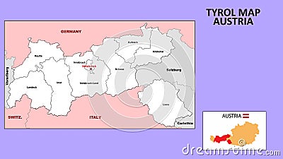 Tyrol Map. State And District Map Of Tyrol. Administrative Map Of Tyrol ...