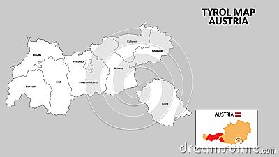 Tyrol Map. State And District Map Of Tyrol. Administrative Map Of Tyrol ...