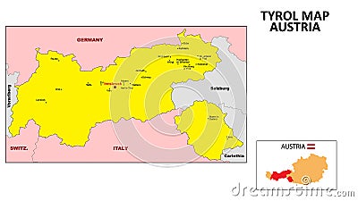 Tyrol Map. State And District Map Of Tyrol. Political Map Of Tyrol With ...