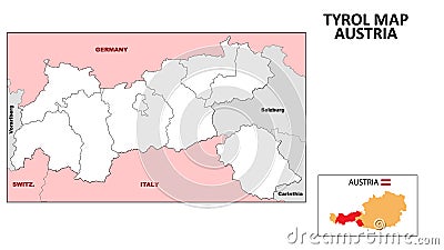 Tyrol Map. State And District Map Of Tyrol. Political Map Of Tyrol With ...
