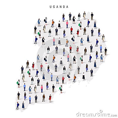 Uganda Population Map. Large Group Of People In A Shape Of Ugandan Map ...