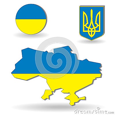The Ukraine Flag And Map Vector Illustration | CartoonDealer.com #16637258