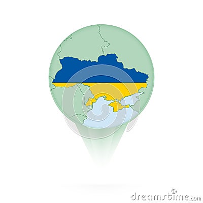 Ukraine Map, Stylish Location Icon With Ukraine Map And Flag Cartoon ...