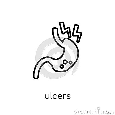 Ulcers Icon. Trendy Modern Flat Linear Vector Ulcers Icon On White ...