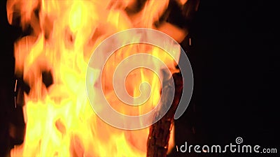 Ultra Slow Motion Shot of Fire Flames and Glowing Ashes on Black ...
