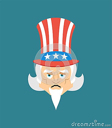Uncle Sam Sad Emoji. Sorrowful Emotions. Uncle Sam Dull Cartoon Vector ...