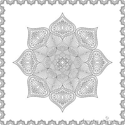 Uncolored Patterned Outline Mandala. Design Of Page For Coloring ...