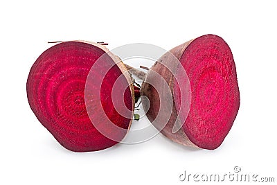 Uncooked Red Beetroot Cut In Half On A White Background Stock ...