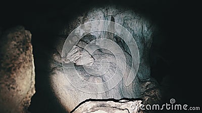 Underground Cave with Stalactite Rock Formations Hanging from Twins ...