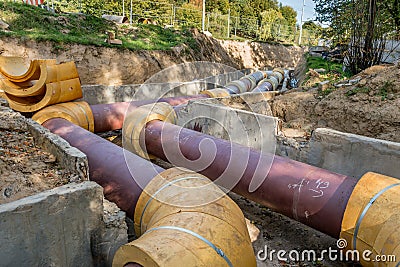Underground Pipe Installation. Underground Utility And Services Pipe ...