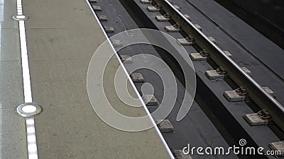 Underground Train Arrive Low Angle Close Up View . the Train Arrives at ...