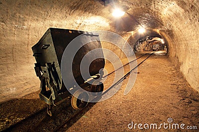 Underground Train In Mine, Carts In Gold, Silver Editorial Photo ...