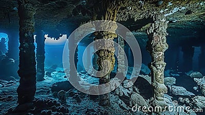 Underwater Cave With Stone Pillars Royalty-Free Stock Image ...