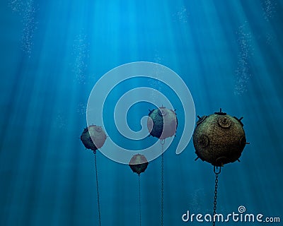 Underwater Mine Field Stock Image - Image: 22027151