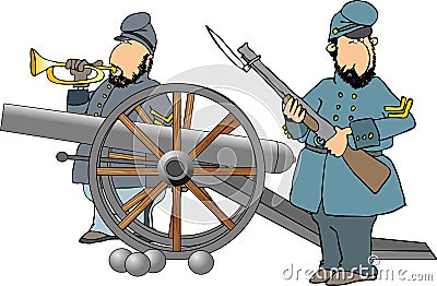 Union Soldiers With A Cannon Royalty-Free Illustration | CartoonDealer ...