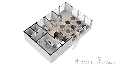 Restaurant Interior Cross-section. Cafe Floor Plan. Cafe Furniture ...