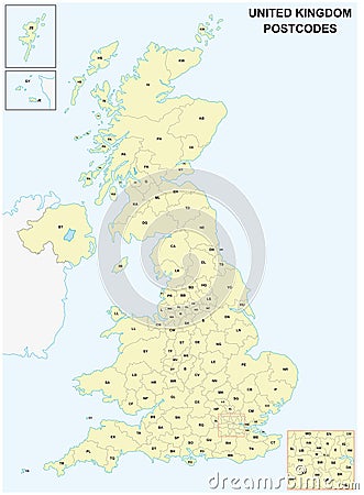 United Kingdom Postcodes Or Postal Codes Vector Map | CartoonDealer.com ...