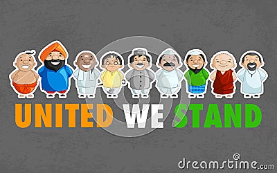 Unity Of India Cartoon Vector | CartoonDealer.com #25951437