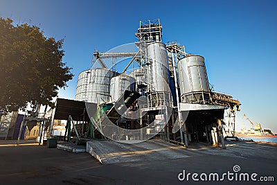 Unloading Grain Truck At Elevator On Elevating Hydraulic Platform ...