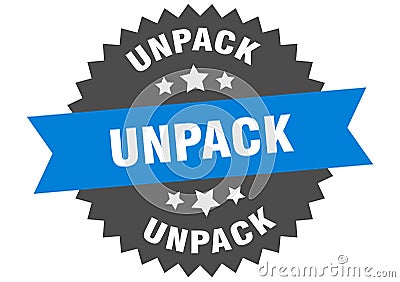 Unpack Sign. Unpack Circular Band Label. Unpack Sticker Cartoon Vector ...