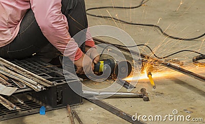 Unsafe Work - Using Grinding Without Protection. Stock Photo - Image ...
