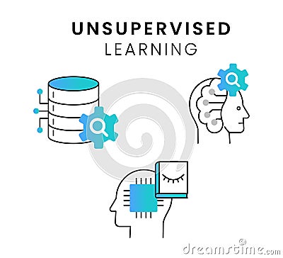 Unsupervised Learning Icons. Unsupervised Learning Graphic Element ...