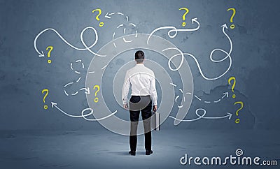 Unsure Businessman With Question Marks Royalty-Free Stock Photo ...