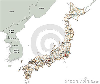 High Detailed Japan Road Map With Labeling. Vector Illustration ...