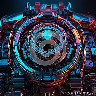 Abstract Neon Light Cyborg Jet Engine Wallpaper Stock Image ...
