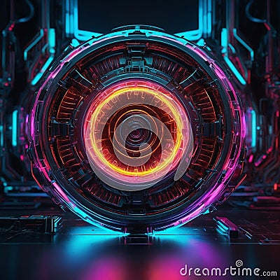 Abstract Neon Light Cyborg Jet Engine Wallpaper Stock Image ...