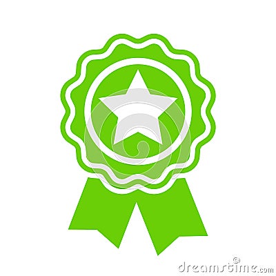 Green Award Ribbon Icon Vector Illustration | CartoonDealer.com #140301170