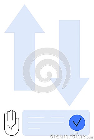 Up And Down Arrows With Stop Hand And Checkmark Symbolizing Decisions ...